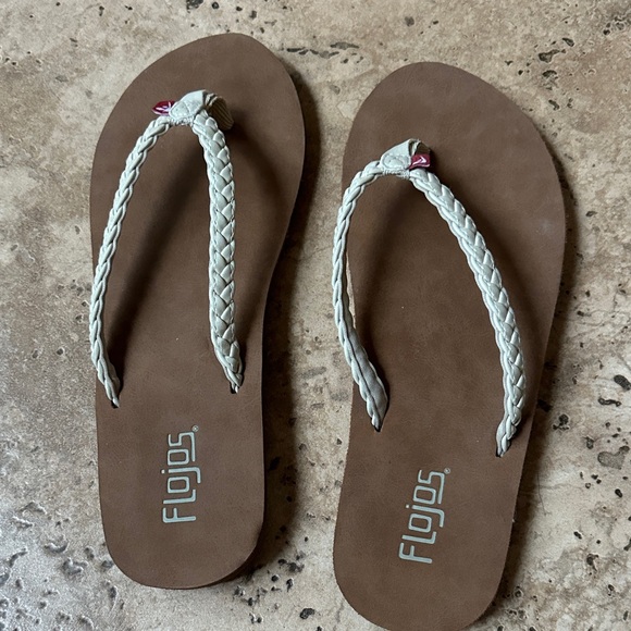 Flojos | Shoes | Flojos Braided Strap Sandals Brown And Cream | Poshmark